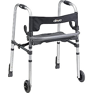 Drive Medical 10233 Clever Lite Foldable Rollator Walker, Gray