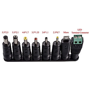 3V ~ 24V 2.5A 60W Power Supply with Volt Diaplay Adjustable DC 3V 5V 6V 9V 12V 15V 16V 18V 19V 20V 24V Variable Universal AC/DC Adapter 100V-240V AC to DC Converter with 8 Selectable Adapter Tips