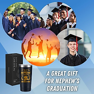 Onebttl Nephew Gifts from Aunt, Uncle, Insulated Stainless Steel Tumbler Coffee Mug with Lid and Straw, Perfect for Birthday, Christmas, 20oz/590ml - Graduation