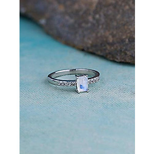 YoTreasure 0.64 ct Moonstone White Topaz Solid 925 Sterling Silver Gemstone Ring Jewelry