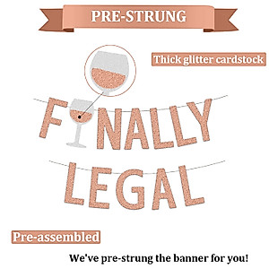 21st Birthday Decorations for Her Rose Gold, Finally Legal Banner, Happy 21st Birthday Banner Pre-Strung, 21st Birthday Balloons, 21st Birthday Gift Ideas, 21st Birthday Decorations for Her