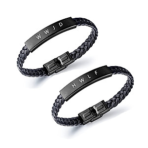 ZKXXJ WWJD HWLF Bracelets Set for Men Women Dainty Braided Leather What Would Jesus Do He Would Love First Bracelet Inspirational Religious Reminder Jewelry Gifts for Him Her,Adjustable