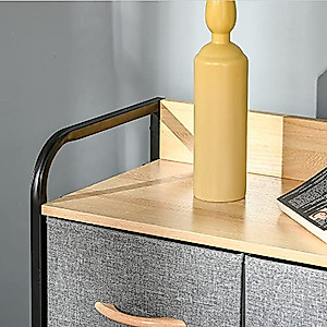 HOMCOM 5-Drawer Fabric Dresser Tower, 4-Tier Storage Organizer with Steel Frame for Hallway, Bedroom and Closet, Light Grey