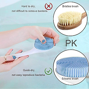 V-TOP 6 Pack Toothbrush Covers + Silcone Back Brush with Long Handle (Blue)