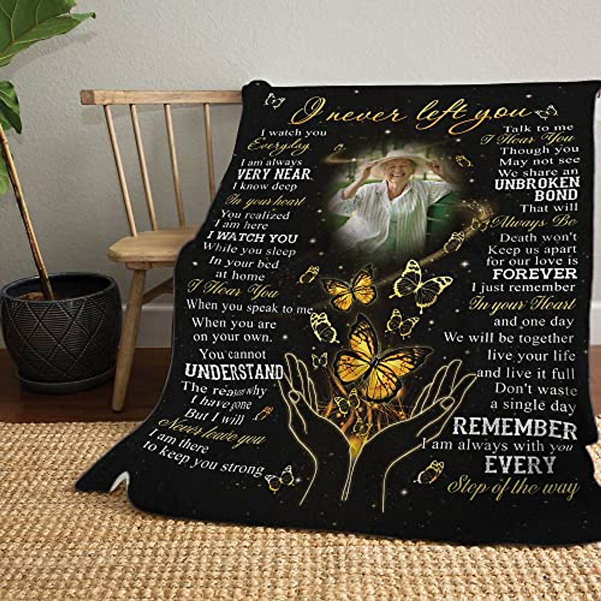 MUCHNEE Personalized Cardinals Memorial Throw Blankets, I Never Left You, in Loving Memory Blanket Gift for Loss of Loved One Mom Dad, Remembrance Sympathy Gift Blanket, Bereavement Condolence Gifts