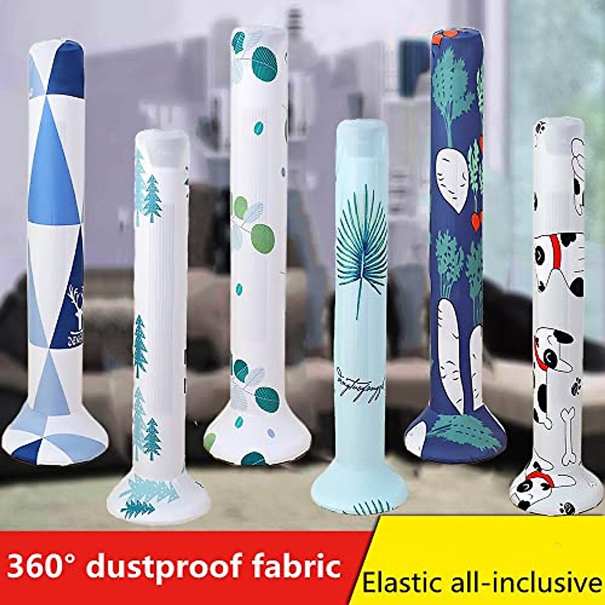 Yrzper Tower Fan Dust Cover Moisture proof Dustproof Tower Cover Washable Tower Sleeve Dust Proof Protective Cover Dustproof & Moisture-Proof for Household Tower Fan Pedestal (grey plaid, Larger)