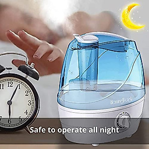 HemingWeigh Ultrasonic Humidifier with 28 Decibels, Safety Protection, Adjustable Mist, Easy to Clean Material, Tank with 2.2 Liter Capacity