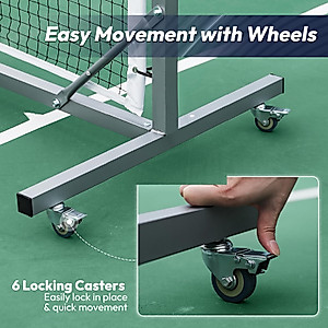 A11N Sports Pro Pickleball Net with Wheels and Hand Winch, Tournament Regulation Size, Anti-Sag Design, Perfect for Outdoor Court & Indoor Gym Floor