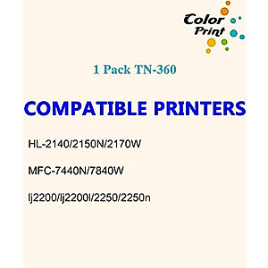 (1-Pack, Black) Compatible TN360 TN-360 Toner Cartridge TN-330 Used for Brother DCP-7030 DCP-7040 DCP-7045N HL-2140 HL-2150N HL-2170W MFC-7440N MFC-7840W Laser Printer, by ColorPrint