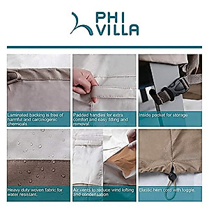 PHI VILLA Patio Loveseat Bench Covers & Deep Seating Chair Cover, Outdoor Patio Furniture Cover Set for Patio Lawn Garden