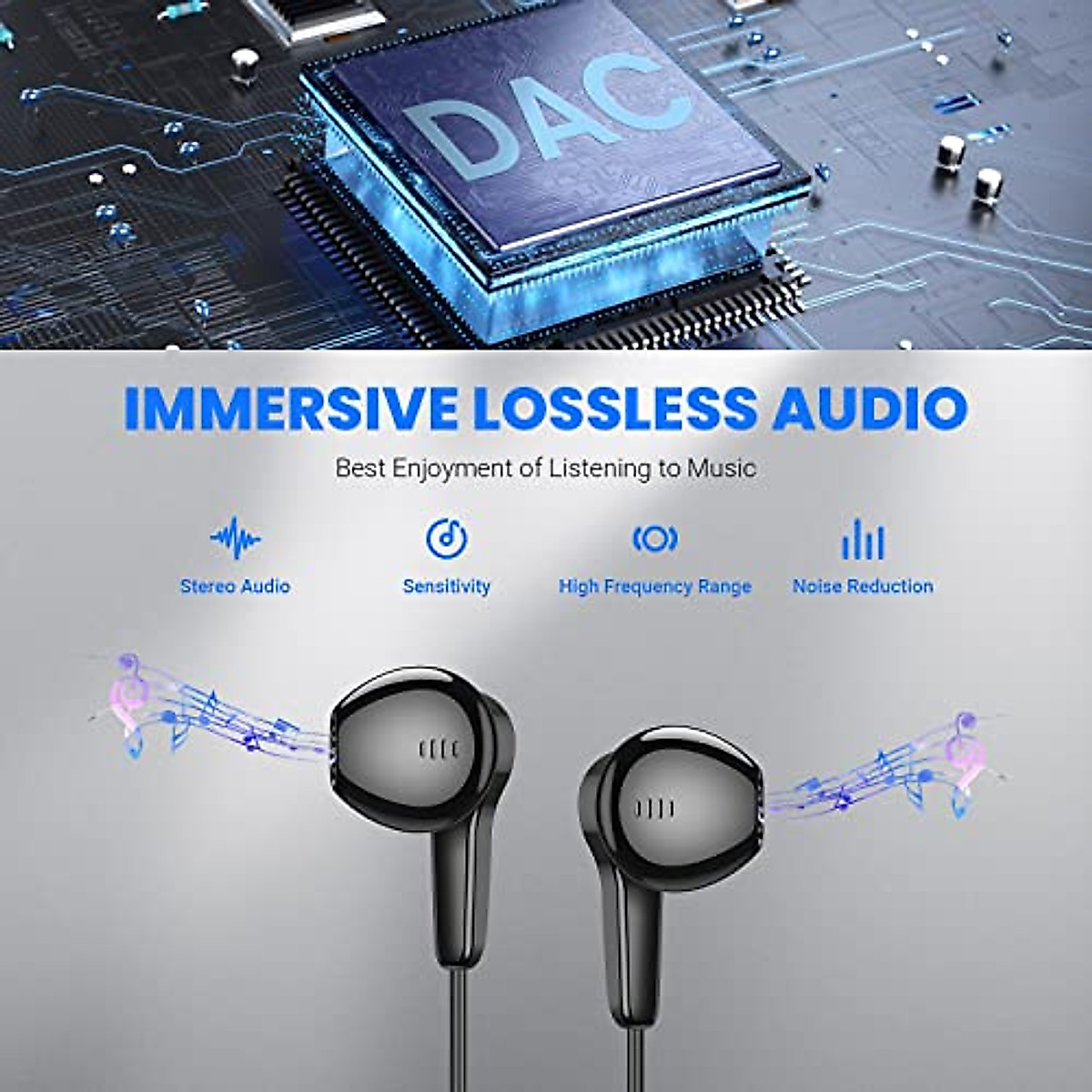 USB C Headphones for Samsung S22+ Ultra S23, Type C Headphones with Microphone HiFi Stereo Volume Control Magnetic in Ear Wired Earbuds for Galaxy A53 Flip 3 4 Pixel 7 Pro 6 6A OnePlus 11 10T Black