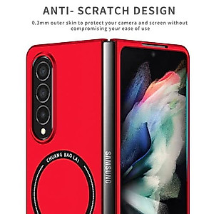 Case for Samsung Galaxy Z Fold 3 Slim Hybrid Hard PC Anti-Fingerprint Dustproof Shockproof Magnetic Wireless Charging Folding Phone Case Compatible with Samsung Galaxy Z Fold 3 5G(Blue)