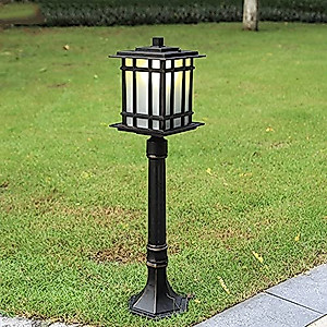 ZMY Classical Industrial Outdoor Post Lights Vintage Waterproof Retro Glass Lampshades Column Lamps Aluminum Street Garden Home Villa Park Pillar Lights