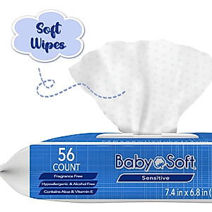 Baby Wipes, Baby Soft Sensitive 8 Flip top packs (448 Wipes Total)