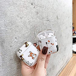 Airpods Case, NIFENY Cute Clear Airpod Case Cover Hard Airpods Accessories Protective Case Portable & Shockproof for Women Girls Compatible with AirPods 2 & 1 Charging Case. (Dogs)
