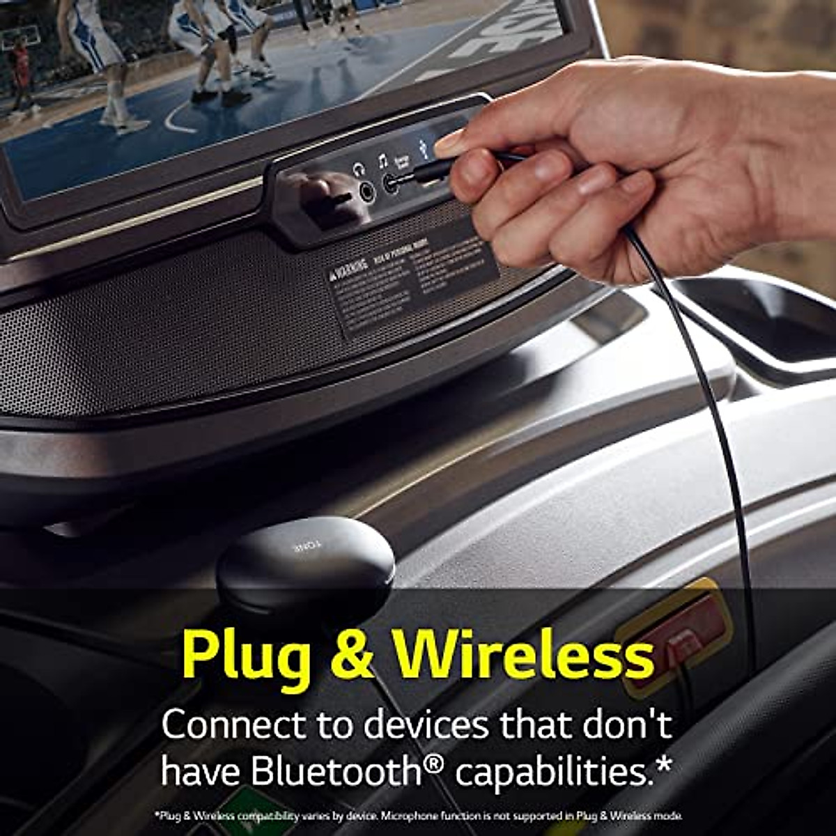 LG TONE Free True Wireless Bluetooth Sports Earbuds TF8 - with Uvnano Charging Case, IP67 Dust and Water Resistance, Black