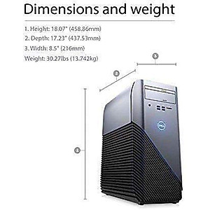 Dell i5675-A933BLU-PUS Inspiron Desktop - AMD Ryzen 5 1400-8GB Memory - AMD Radeon RX 570-1TB Hard Drive - Recon Blue