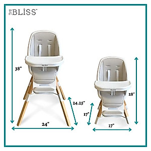 Turn-A-Tot Baby High Chair | 2 in 1 Portable Wooden Toddler Chair, 360° Swivel Design 2-Position Foot Rest | Baby Feeding Chair with Removable Dishwasher-Safe Tray, by TruBliss (Grey Taupe)