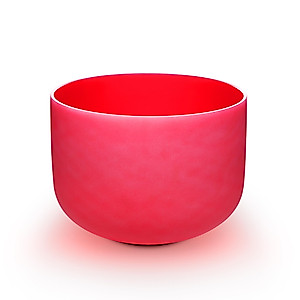 KVKA 8 Inch C Note Root Chakra Red Colored Crystal Singing Bowl With Carrying Case for Yoga Sound Bath Meditation Healing