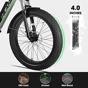 HILAND Electric Mountain Bike for Adults, 750 Watt 48 Volt Motor Off Road Electric Bicycle, Mens 26" 4.0 Fat Tire E-MTB High Speed 40km/h Bike