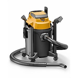 Cordless Shop Vacuum Wet/Dry, for De 20V Max Battery, 5.2-Gallon Battery Powered Vacuum Cleaner, Yellow, with Hose Nozzles HEPA Filters Wheels (Bare Tool ONLY)