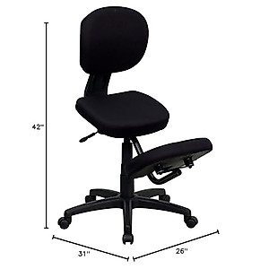 BizChair Mobile Ergonomic Kneeling Posture Task Office Chair in Black Fabric