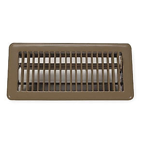 Floor Register, Louvered, Brown, 4 in Max. Duct Height (in.), 10 in Max. Duct Width (in.)-Each