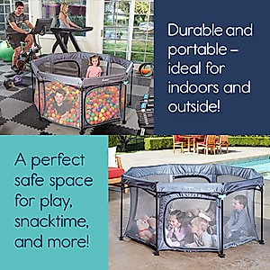 hiccapop XL 69” Outdoor Baby Playpen with Canopy, Deluxe Portable Playpen for Babies and Toddlers with Dome, Sun-Shades, Padded Floor | Pop Up Playpen for Beach or Home, Outdoor Playpen for Baby