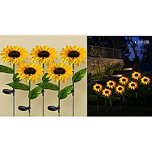 SLXTOU Led Solar Sunflower Flower Light, Outdoor Garden Garden Decoration Light, Lawn Plug-in Light