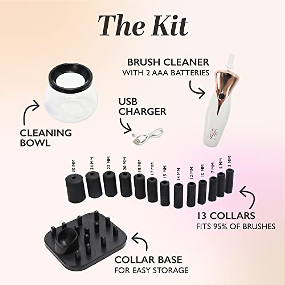 Selene Professional and Electric Makeup Brush Cleaner and Dryer Machine with Automatic Brush Spinner to Quickly Wash and Dry Cosmetic Brushes - Cleaning Tool for Makeup Brushes Set