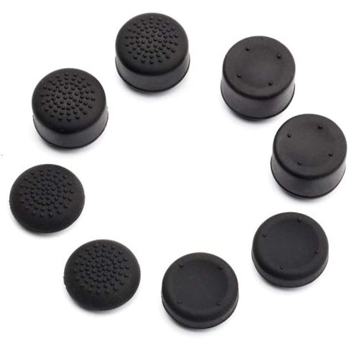 8 Pcs Heightened Soft Silicone Anti-Slip Analog Joystick Thumb Grip Stick Cap Cover Case Skin Skid Heighten for Playstation 4 PS4 PS3 Xbox Controller (Black)