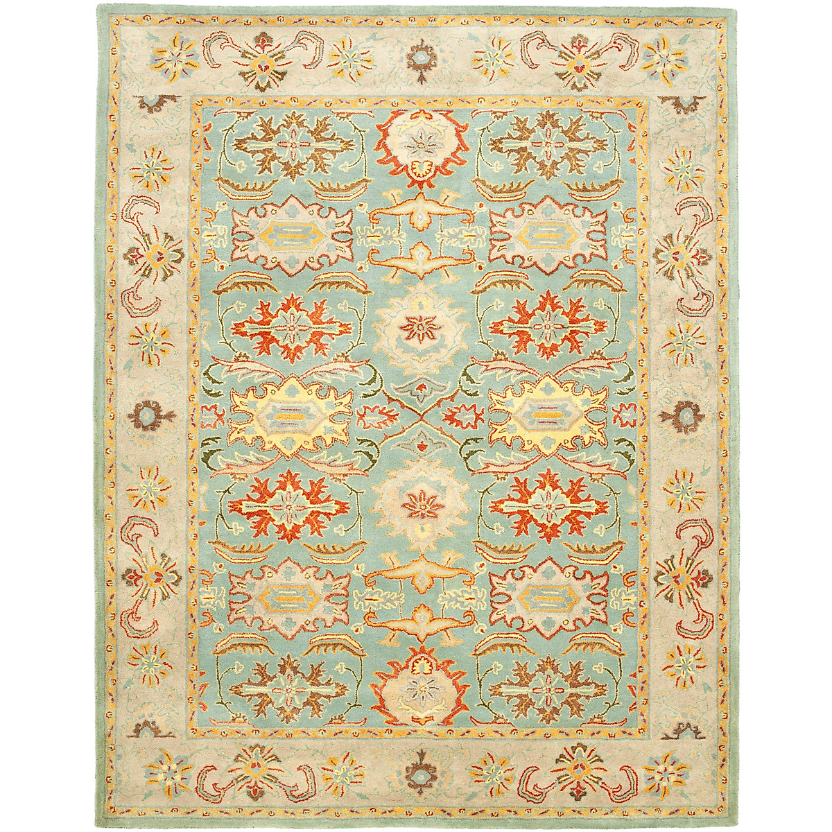 SAFAVIEH Heritage Collection Area Rug - 9'6" x 13'6", Rust & Beige, Handmade Traditional Oriental Wool, Ideal for High Traffic Areas in Living Room, Bedroom (HG734D)