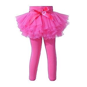 elamccor Baby Girls Tutu Leggings Infant Toddler Ankle Length Skirted Pants Footless Tights 0 Months-5T Hot Pink