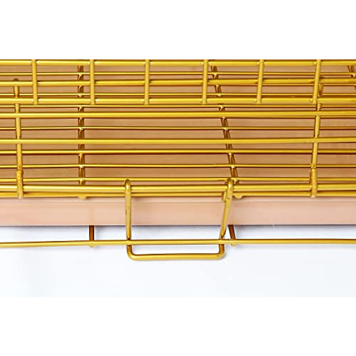 HOMEY PET Gold Dog Crate 36 Inch, Portable Folding Metal Wire Dog Kennel Pet Dog Cage with Removable Floor Grid, Pull Out Leak-Proof Pan, Double Doors, Handle for Medium Dogs, Indoor Outdoor Travel