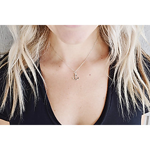 Dote Dainty Anchor Pendant Genuine .925 Sterling Silver Necklace 16-18" Adjustable Chain
