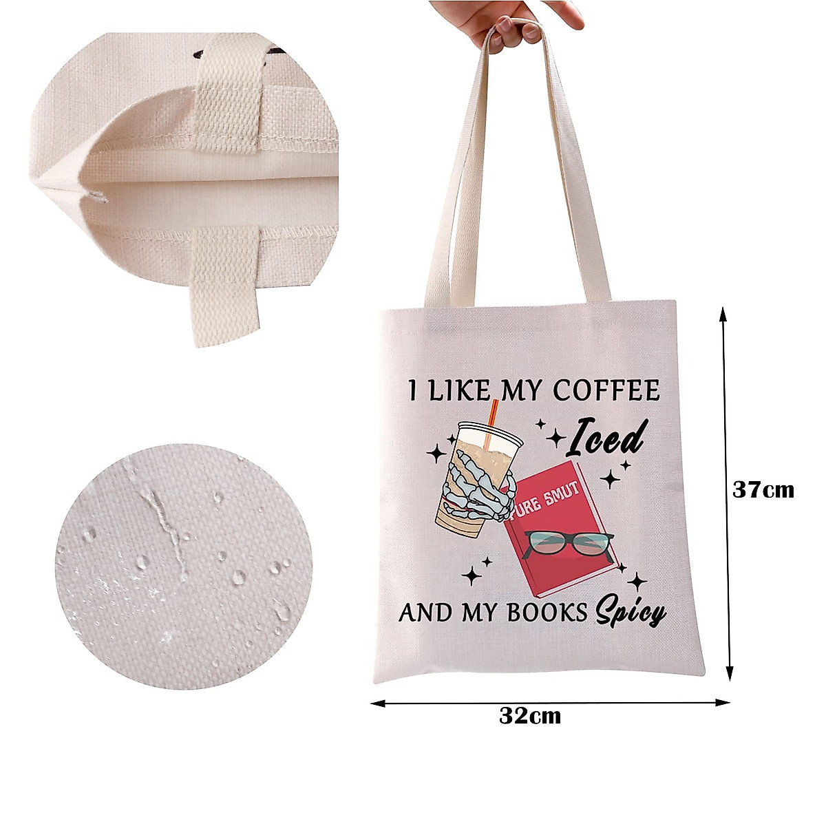 ZJXHPO Spicy Tote Bag Smut Slut Reusable Grocery Shopping Bag Handbag Spicy Literary Smut Reader Shoulder Bag (Coffee Spicy Tote)