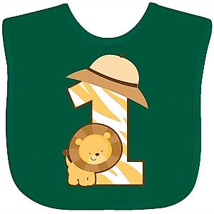inktastic Safari 1st Birthday Jungle Animal 1 Year Old Baby Bib Green 1b52d