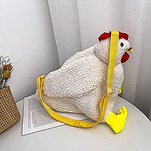 BMTLFG Fluffy Bag, Fluffy Shoulder Bag, Chicken Purse, Plush Crossbody Bags for Women, Animal Shaped Bag, Hen Shape Plush Autumn Winter,White