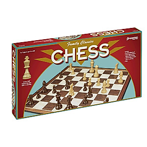 Family Classics Chess by Pressman - with Folding Board and Full Size Chess Pieces