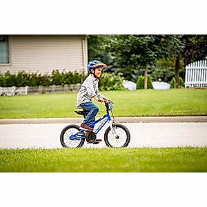 Schwinn Koen & Elm BMX Style Toddler and Kids Bike, For Girls and Boys, 16-Inch Wheels, With Saddle Handle, Training Wheels, Chain Guard, and Number Plate, Recommended Height 38-48 Inch, Blue
