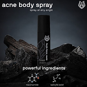 Black Wolf - Body Acne Spray - 4 fl oz- Clear Body Acne Breakouts and Cleanse Your Skin - Easy to Use and Quick Dry Formula - Salicylic Acid Acne Treatment