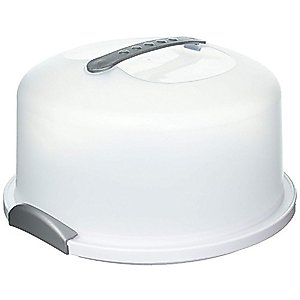 JOEY'Z EXTRA LARGE Cake Carrier/Storage Container With Server Holds up to 12 inch 3-layer cake, White Gray Translucent Dome - Transports Cakes, Pies, or Other Desserts