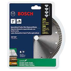 BOSCH DB766P 7 in. Specialized Turbo Rim Diamond Blade with 5/8 in. Arbor for Fast Cut Wet/Dry Cutting Applications in Porcelain, Granite, Ceramic