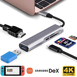 USB C Hubs Dock Transparent Adapter for Apple iPad Pro 2018, Type C Hub Dock with HDMI 4K 3 USB SD/TF Card Reader and PD Charging Ports,Compatible with Samsung DeX Galaxy/Nintendo Switch/MacBook