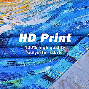 Ikfashoni 4 Pcs Starry Night Shower Curtain Set with Non-Slip Rugs, Toilet Lid Cover and Bath Mat, Van Gogh Abstract Art Shower Curtain with 12 Hooks, Blue Oil Painting Shower Curtains for Bathroom