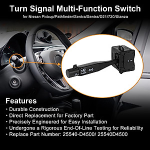 X AUTOHAUX Turn Signal Switch Headlamp Dimmer Multifunction Combination Switch for Nissan Pickup 1986-1991 1993 Replaces 25540D4500 25540-D4500