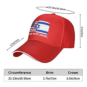 Support Israeli,I Stand with Israel Flag Baseball Cap Women Trucker Hat Men Dad Hat Adjustable Snapback Hat Red
