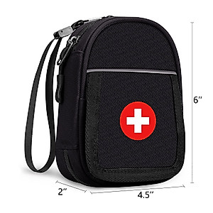 SITHON Insulated Medicine Carrying Case Bag - Small Travel Medication Organizer Emergency Medical Pouch Holds Auvi Q, Nasal Spray, Allergy Meds, Asthma Inhaler Case, Black