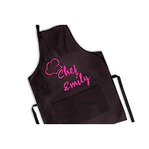 Personalized Chef Apron, Apron for Women or Men with Pockets, Cooking Aprons for Women, Chef Apron for Men, Custom Kitchen Apron Customized Woman Man Aprons, Personalized Gift for Dad or Mom