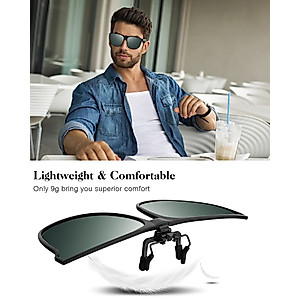 Frienda 3 Pair Oversize Polarized Clip-on Sunglasses Large Anti-glare TR90 Frame Flip up Driving Glasses for Women Men (Green, Dark Green, Brown)